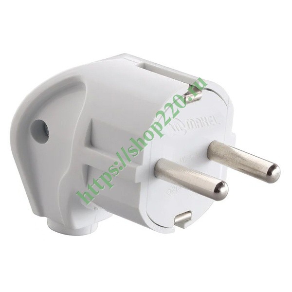 Вилка с заземлением Makel 2P+E 16А угловая белая - купить 10027 по недорогой цене на Shop220 в ...