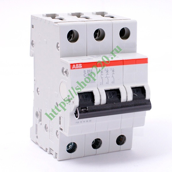 Автоматический выключатель ABB 3-полюсной S203 C100 (автомат электрический) - купить ...