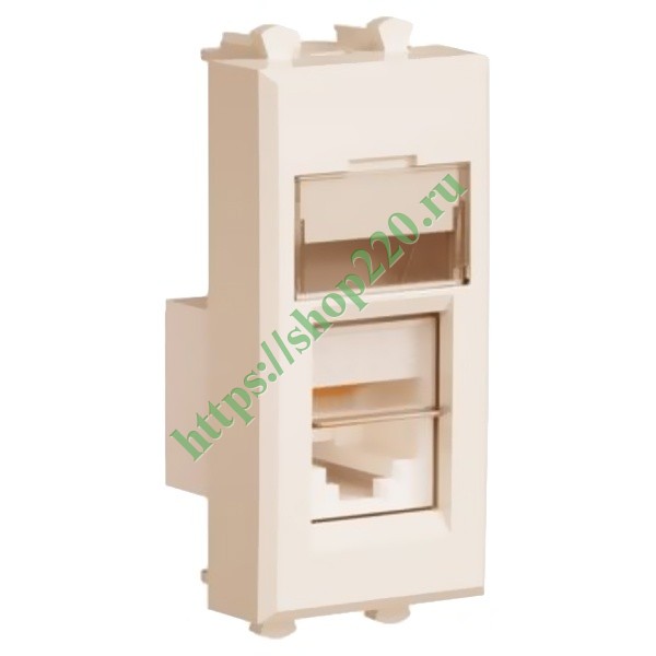 Телефонная розетка RJ-12 модульная 1 модуль DKC Avanti, ванильная дымка ...