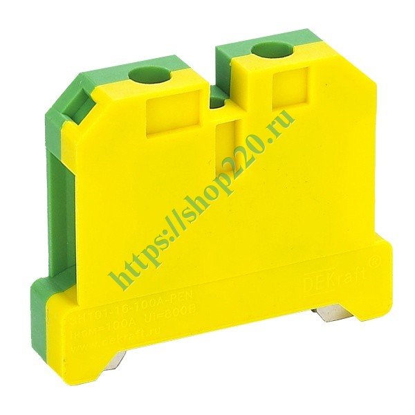 Зажим наборный заземляющий ЗН-101 100А 3-16мм2 желто-зеленый DEKraft ...
