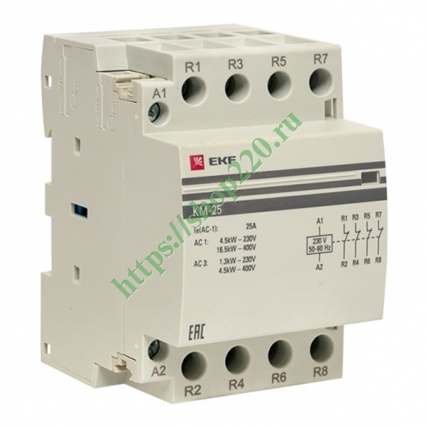 Контактор модульный КМ 25А 4NC 230В AC 3 модуля EKF - купить km-3-25-04 по недорогой цене на ...