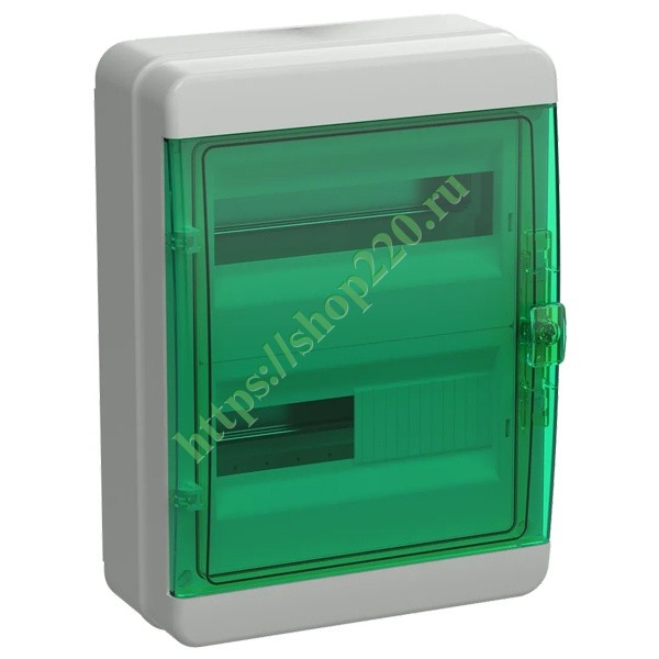 Щит накладной пластиковый ИЭК Tekfor КМПн-24 24м серый зеленая прозрачная дверь IP65 (01-03-022 ...