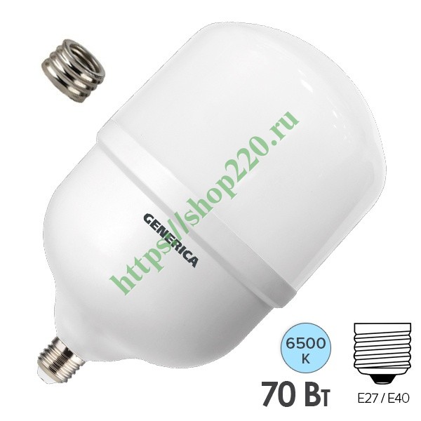 Лампа светодиодная GENERICA LED HP 70W 6500K 230V E27-E40 - купить LL-HP-70-230-65-E27-E40-G по ...