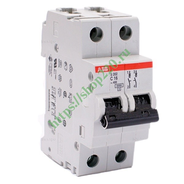 Автоматический выключатель ABB 2-полюсный S202 C16 (автомат электрический) - купить ...