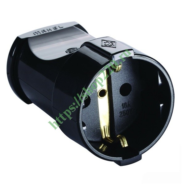 Розетка переносная с заземлением Makel 2P+E 16А прямая черная - купить 10053 по недорогой цене ...