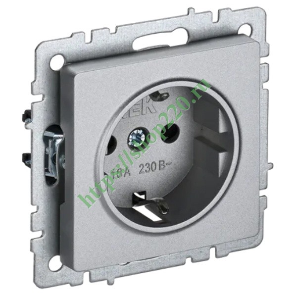 Розетка 2P+E Schuko со шторками 16А IEK BRITE алюминий (РС14-1-0-БрА) BR-R14-16-K47 купить по ...