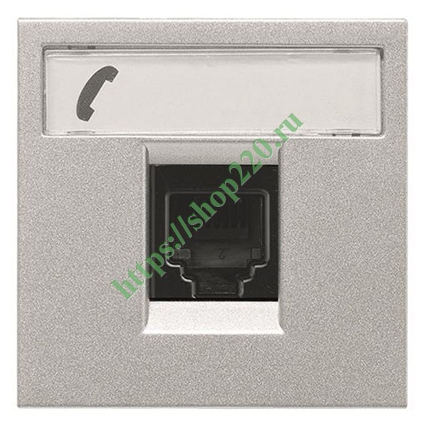 Розетка телефонная на 6 контактов 2 модуля тип RJ12 ABB Zenit, серебристый (N2217.6 PL ...