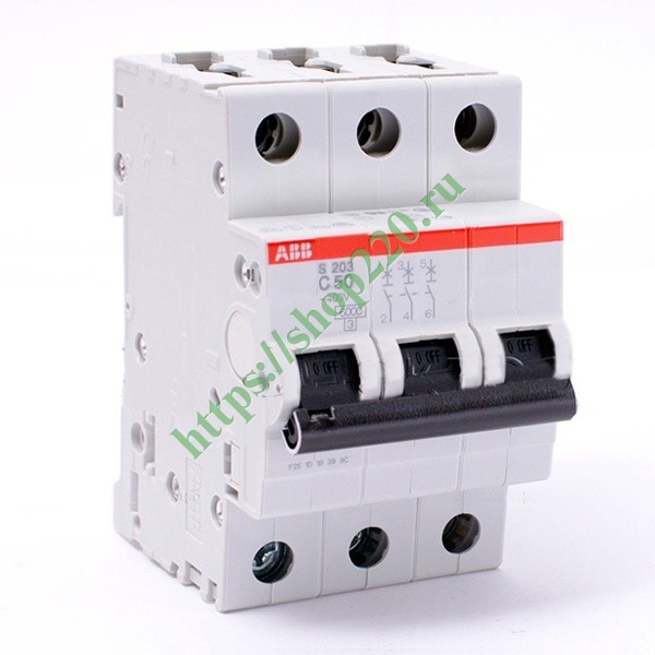 Автоматический выключатель ABB 3-полюсный S203 C50 (автомат электрический) 2CDS253001R0504 ...